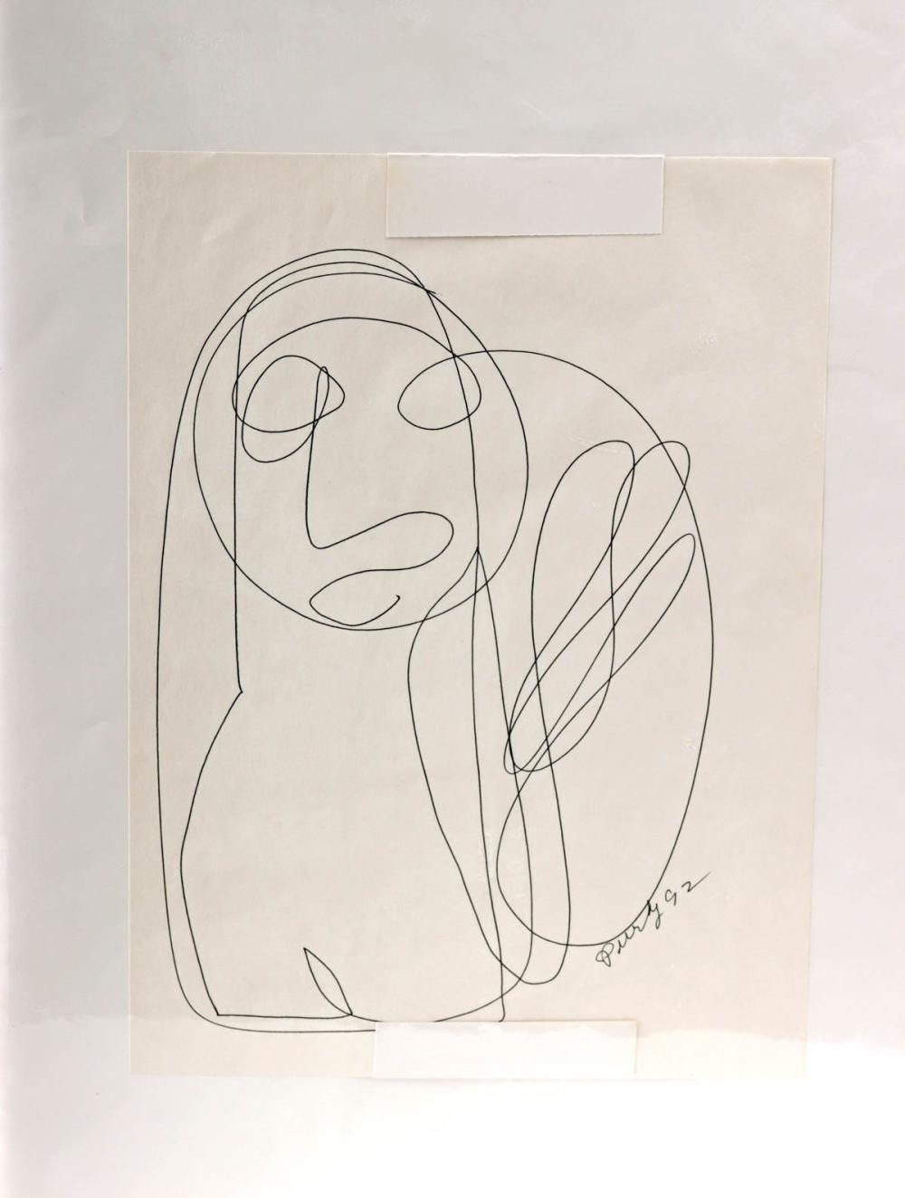James Purdy | 2 Outsider Art Portrait Drawings (1992) | MutualArt