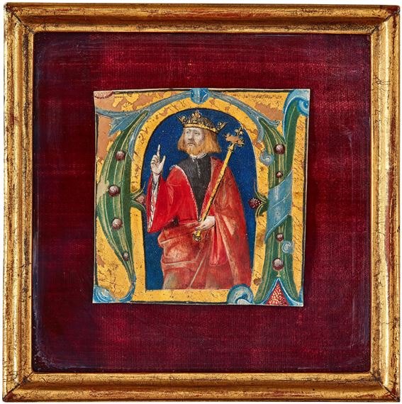Italian School, 15th Century | A King and a Saint, historiated initials ...