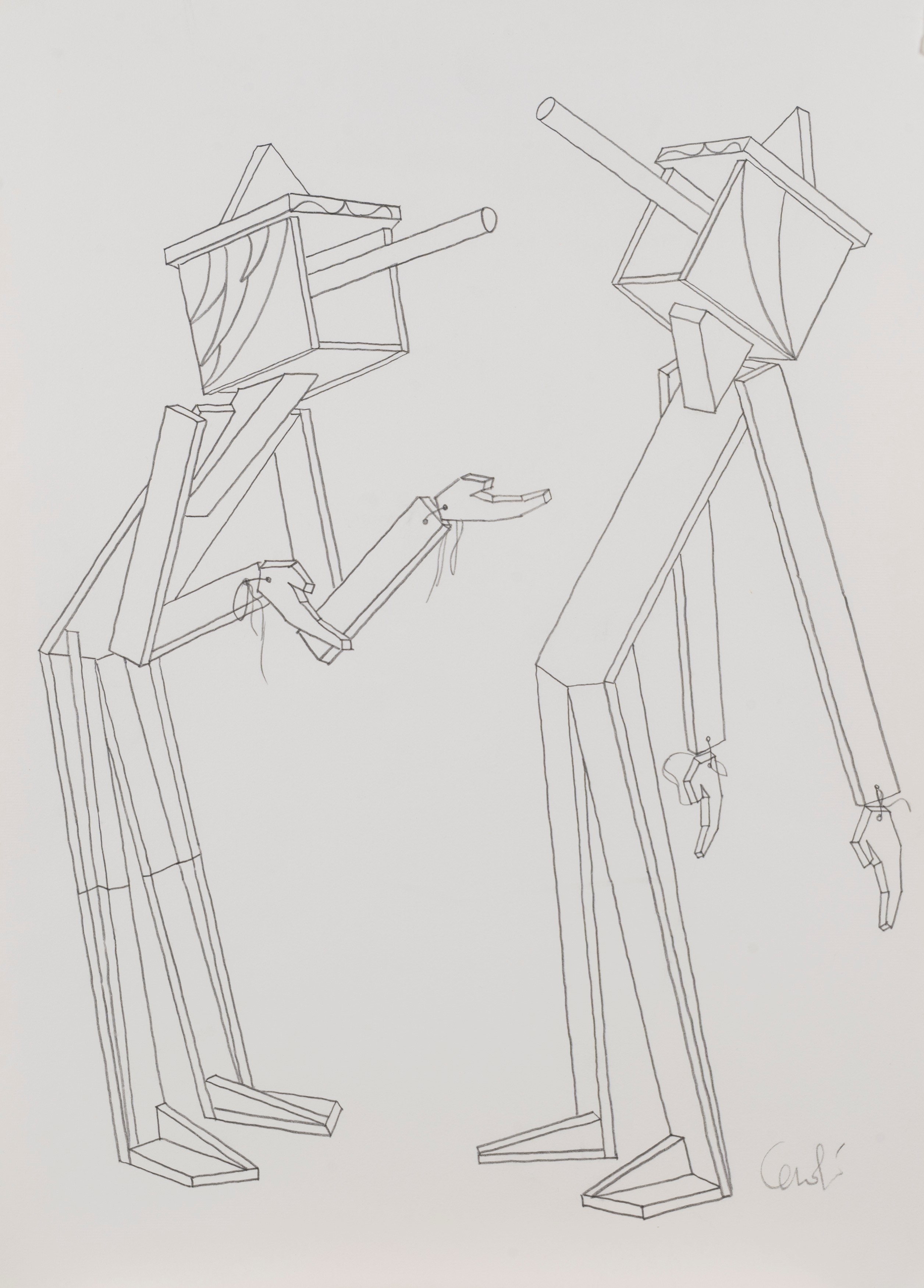 Mario Ceroli | Pinocchio in due pose, Pinocchio in due pose, Pinocchio ...