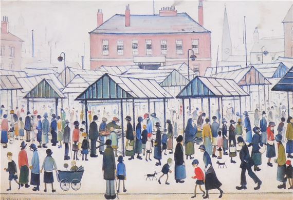 Laurence Stephen Lowry | Market Scene | MutualArt