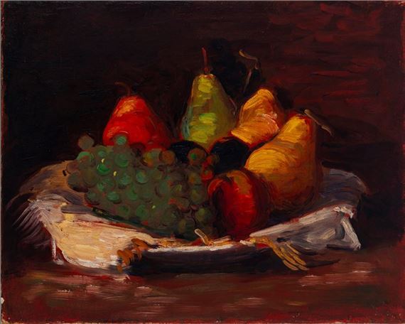 Achille Funi | Still life with grapes and pears (1944) | MutualArt