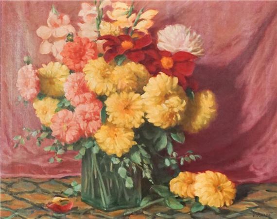 Joseph Henry Sharp | Still Life of Dahlias and Gladiolas | MutualArt
