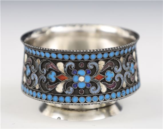 Ivan Sergeyevich Lebedkin | Russian Enameled Silver Salt Cellar | MutualArt