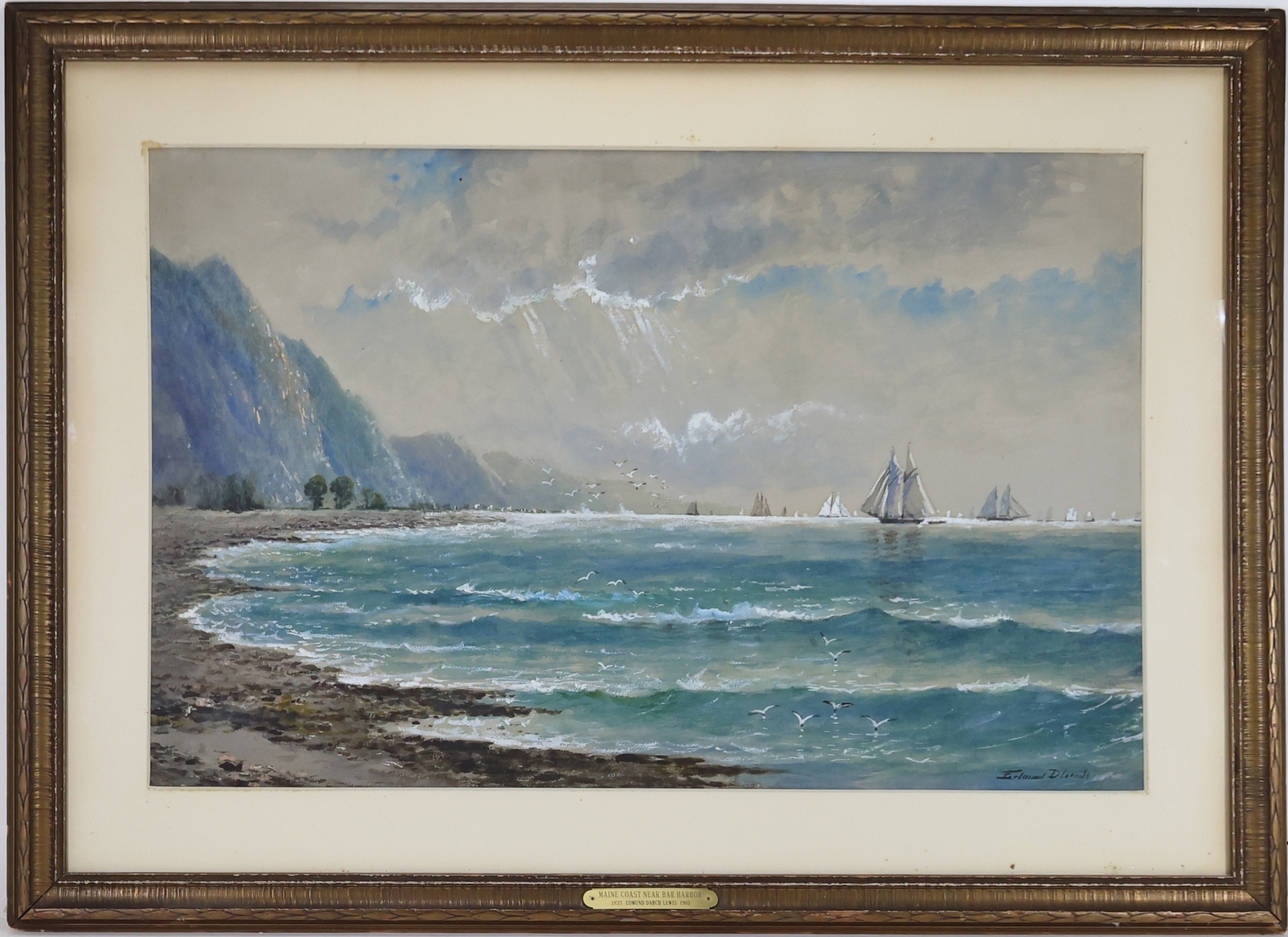 Edmund Darch Lewis | Coastal seascape with sailboats off the coast ...
