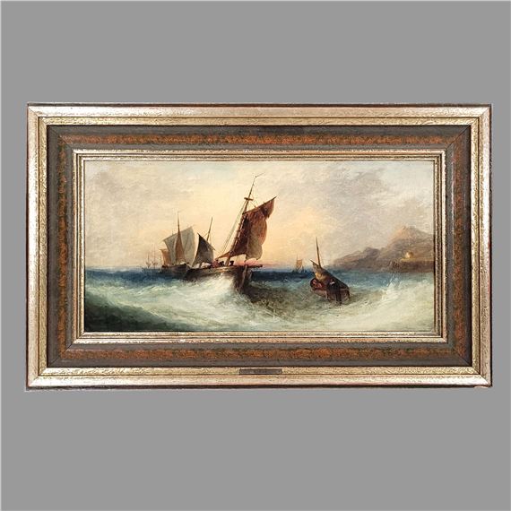 William Edward Webb | Fischerboote in bewegter See vor der Küste ...