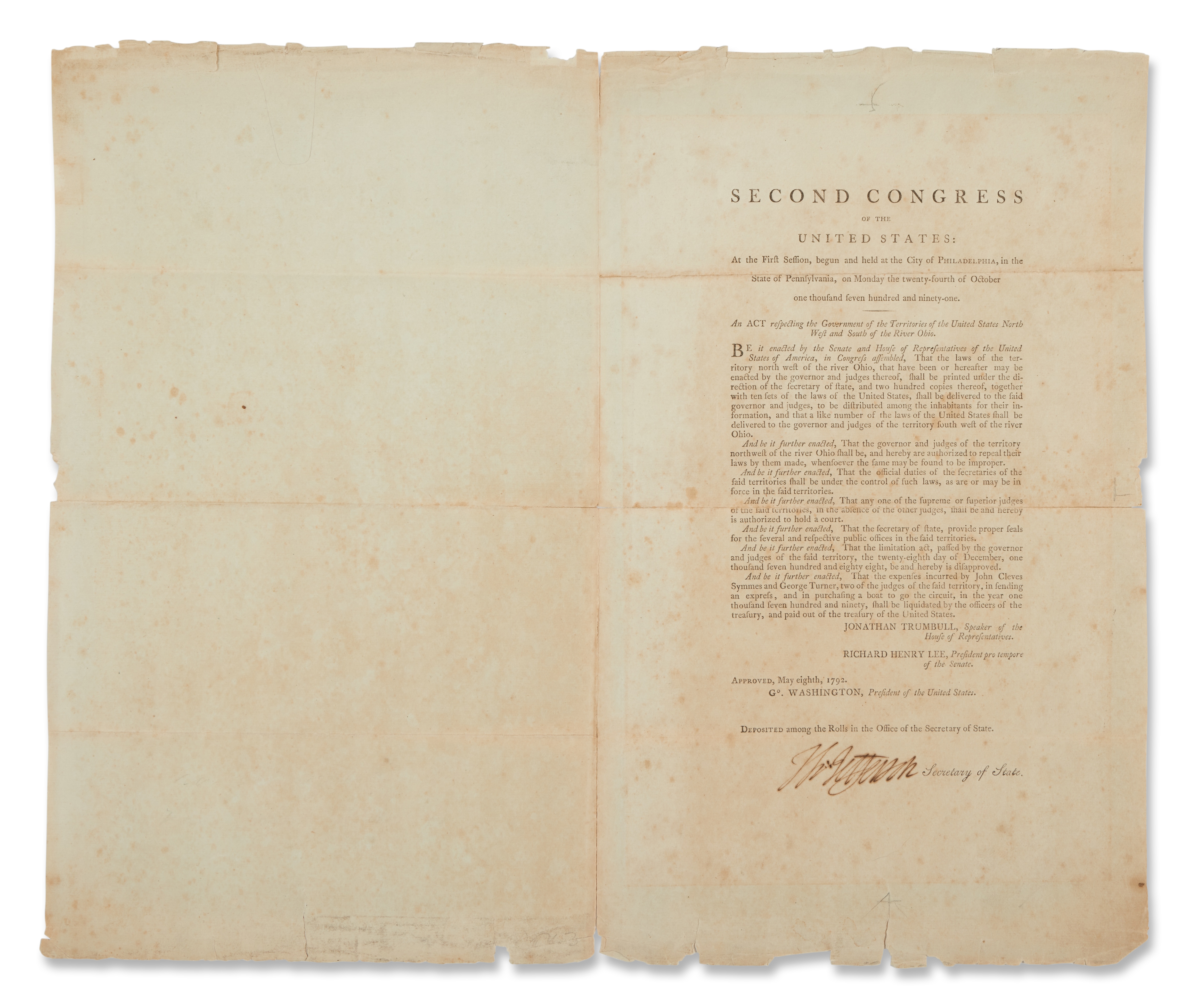 Alexander Hamilton | A rare signed Congressional Act respecting the ...