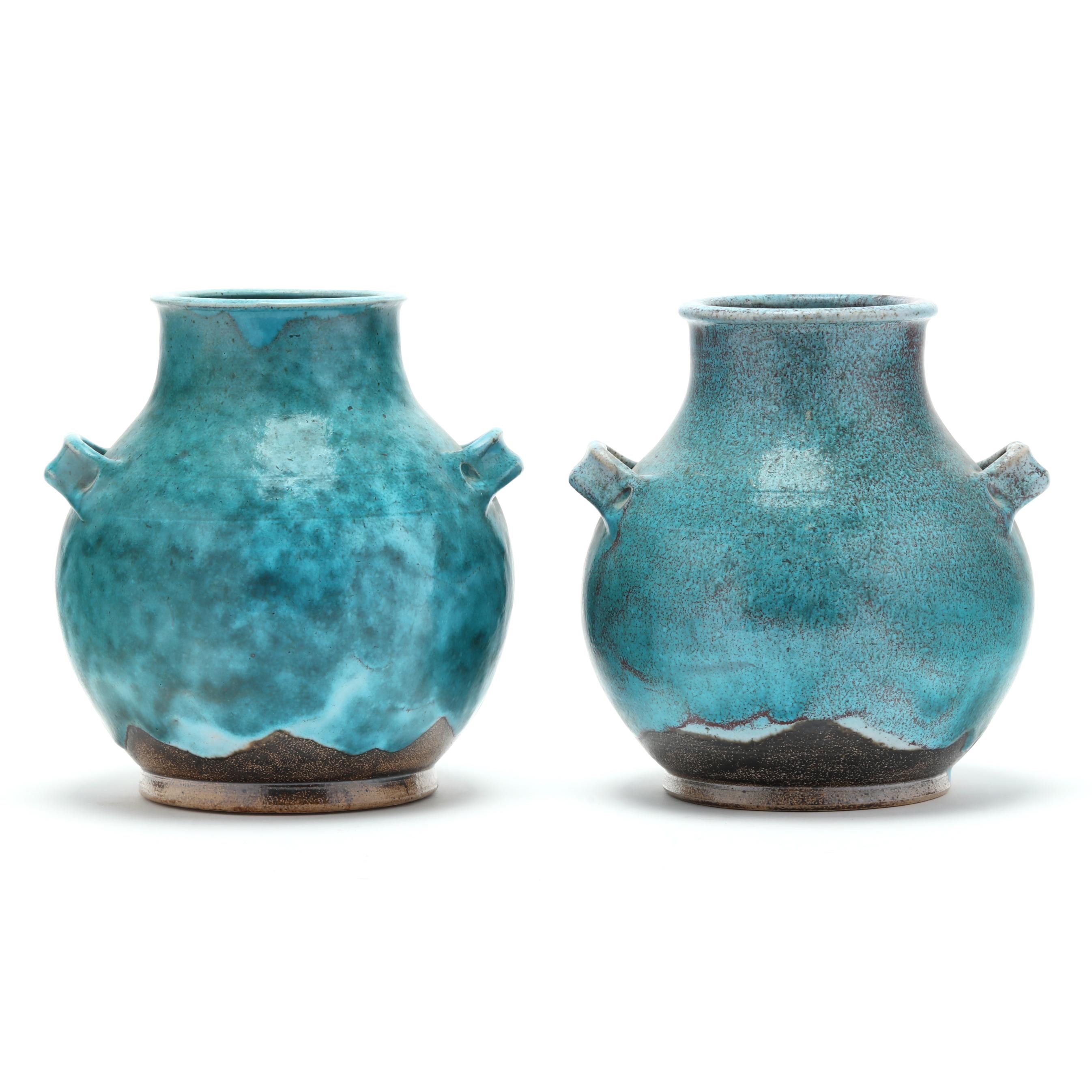 Ben Owen III | Near Pair of Chinese Blue Vases (1989) | MutualArt