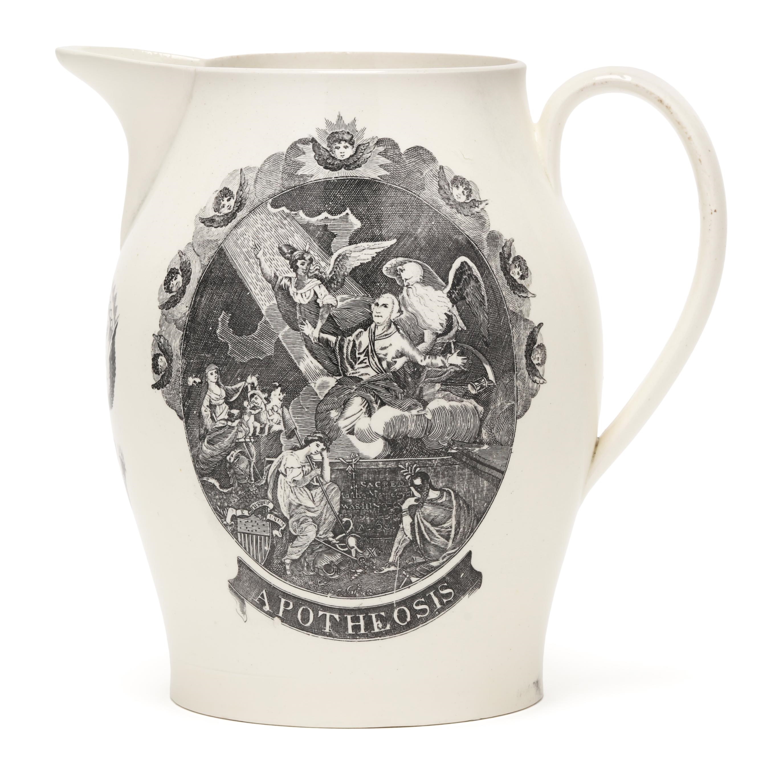 John James Barralet | Liverpool Creamware Pitcher, Apotheosis of George ...