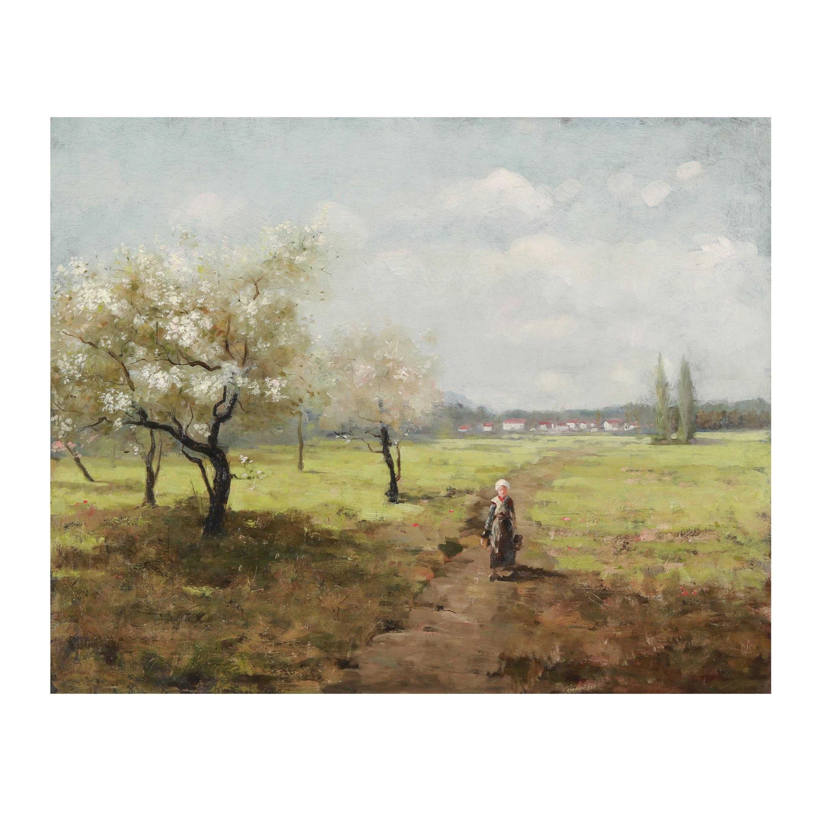 Gari Melchers | Spring Landscape with Figure | MutualArt