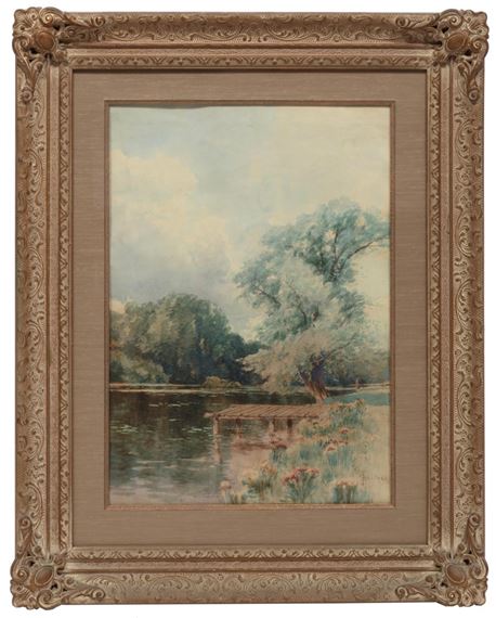 Alfred Thompson Bricher | Spring Landscape with Fishing Dock | MutualArt