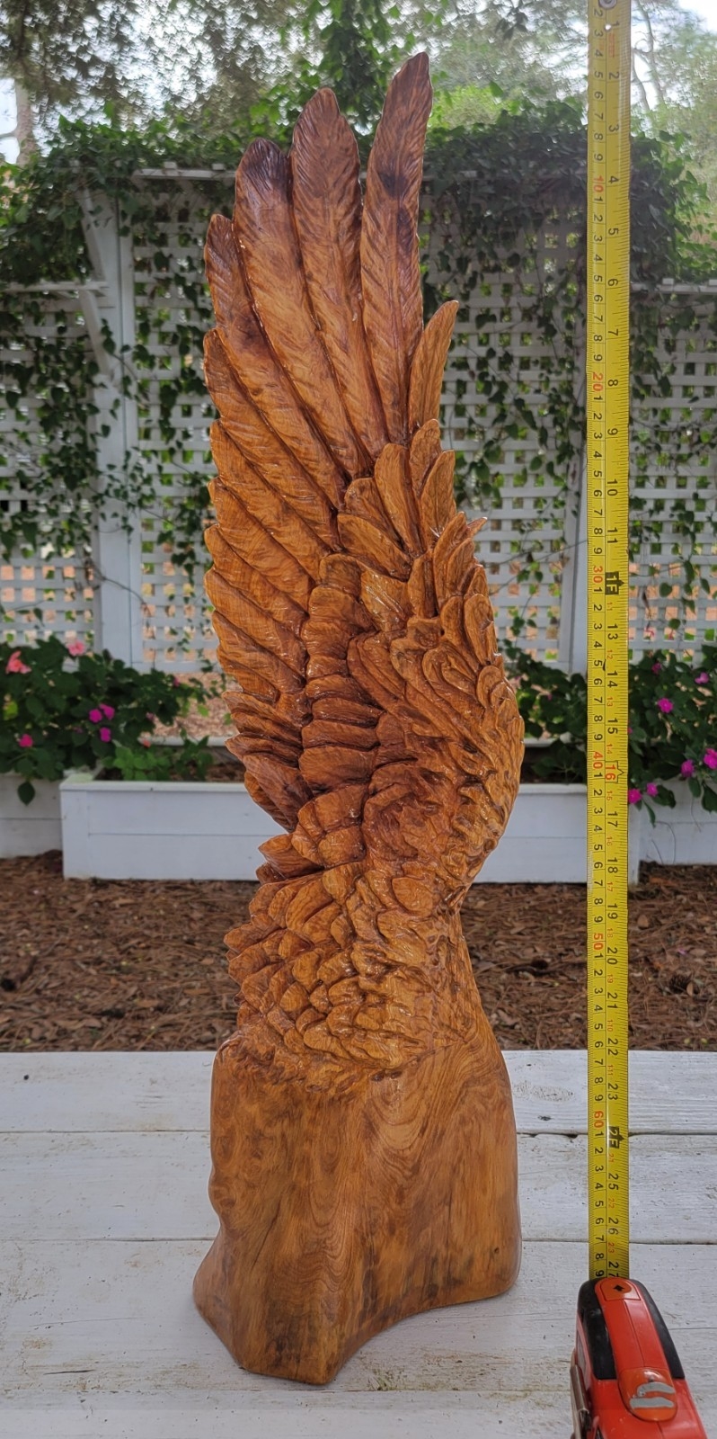 Jen Brown | Hand-Carved Cypress Angel Wing Bird Wood Carving | MutualArt