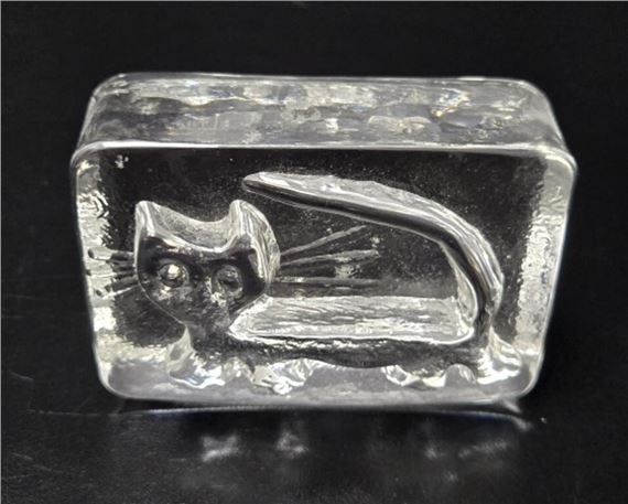 Lisa Larson | MCM Lisa Larson Style Glass Gat Paperweight | MutualArt