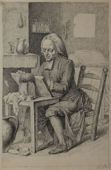Pierre-Alexandre Wille | An abbot reading his breviary in his room ...