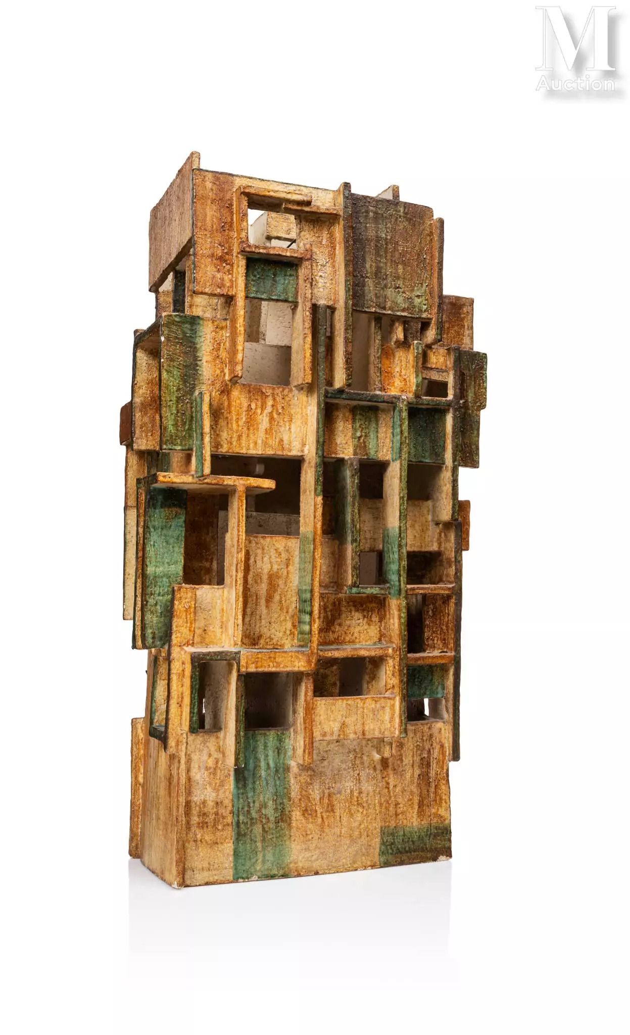 Raphael Giarrusso | Lampe architecturée en faïence émaillée polychrome ...