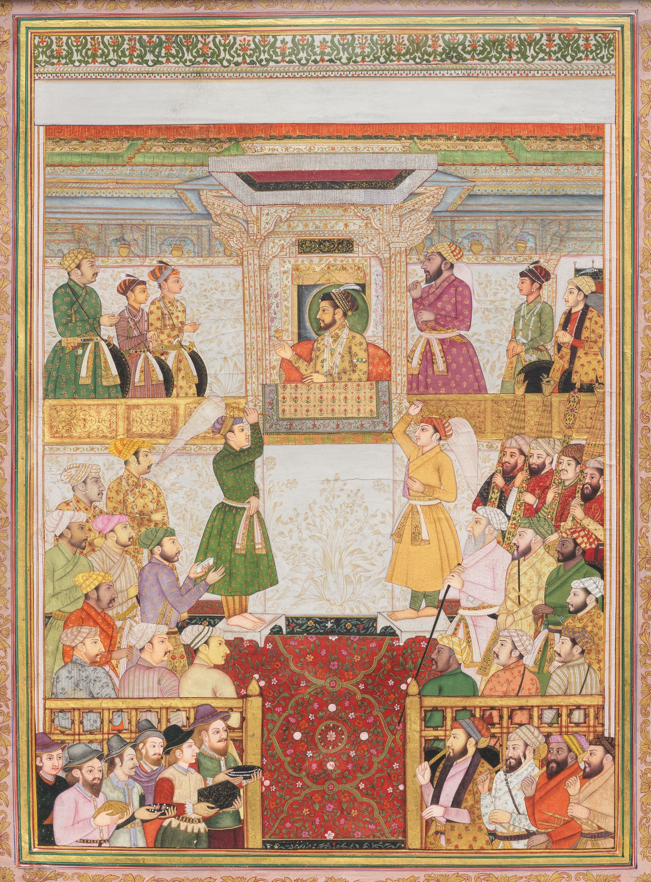 Indian School, 20th Century | A large painting depicting Europeans ...