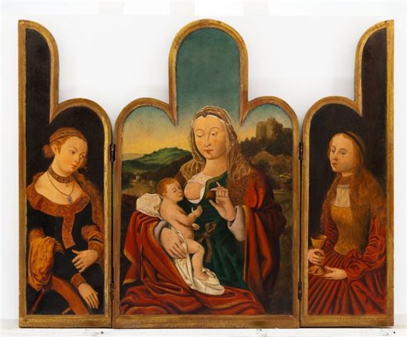 German School, 16th Century | Triptych with Maria lactans and female ...