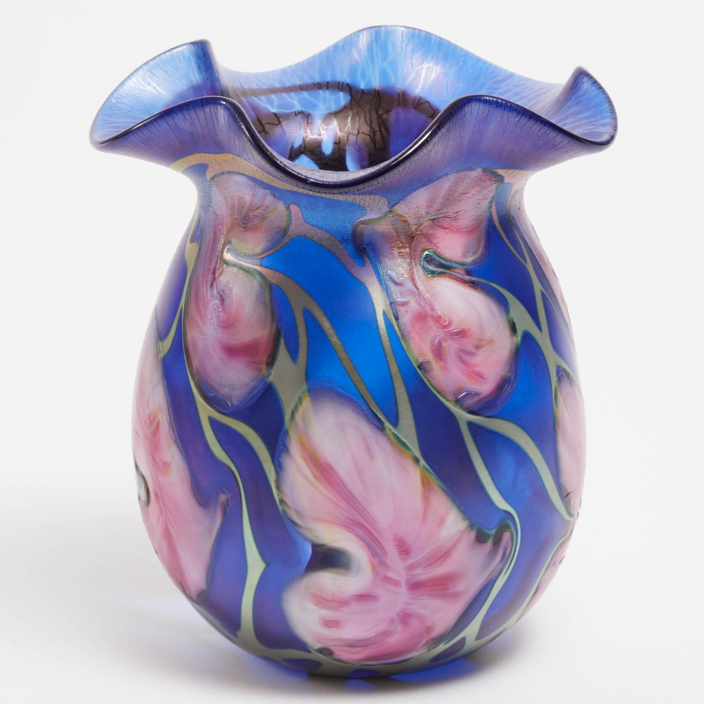 John Lotton | Floral Iridescent Glass Vase (1992) | MutualArt