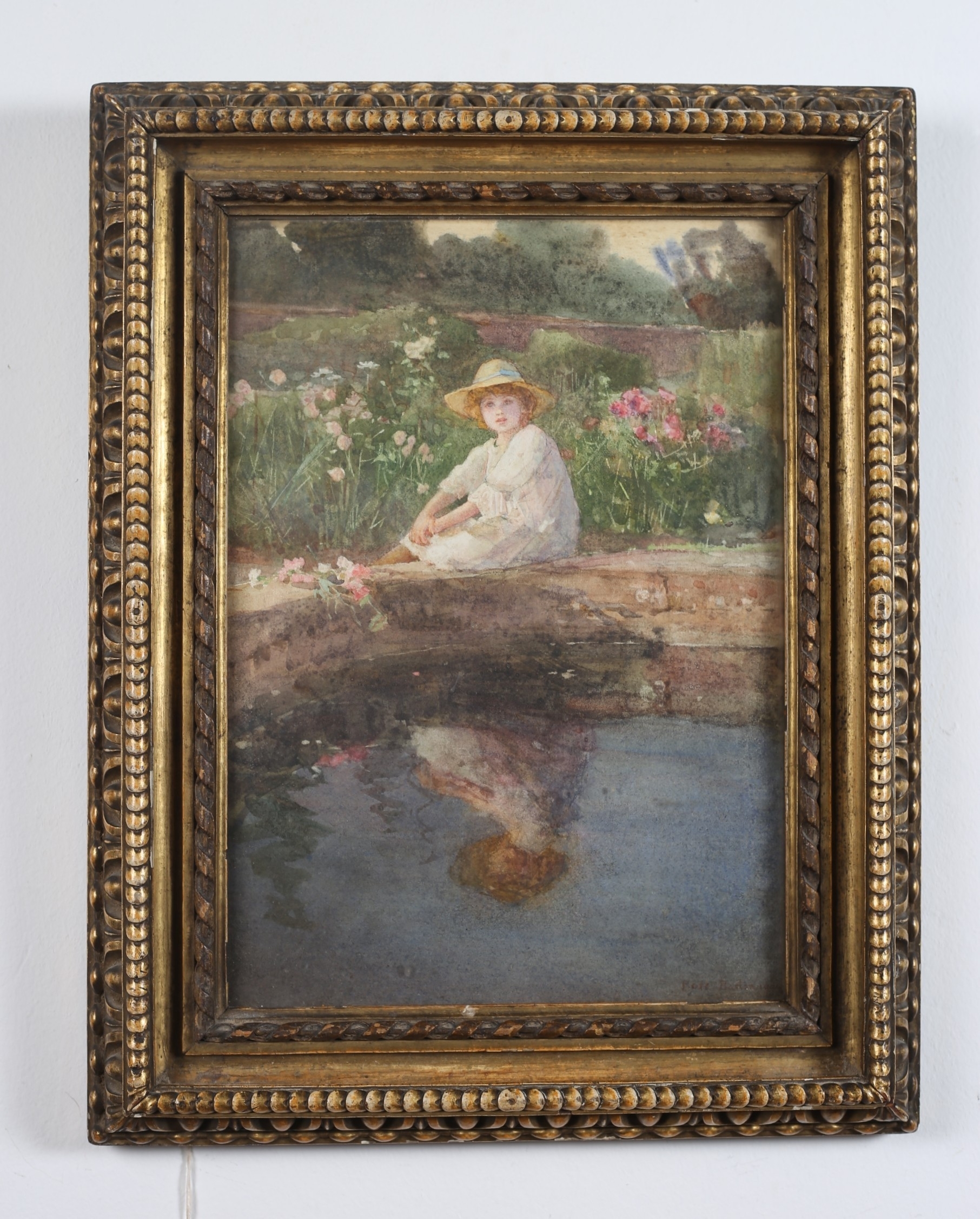 Rose Barton | Diana Sitting on a Pond Wall (1904) | MutualArt