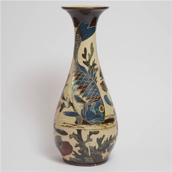 James Dewdney | C.H. Brannam Barum Ware Large Fish Vase (1891) | MutualArt