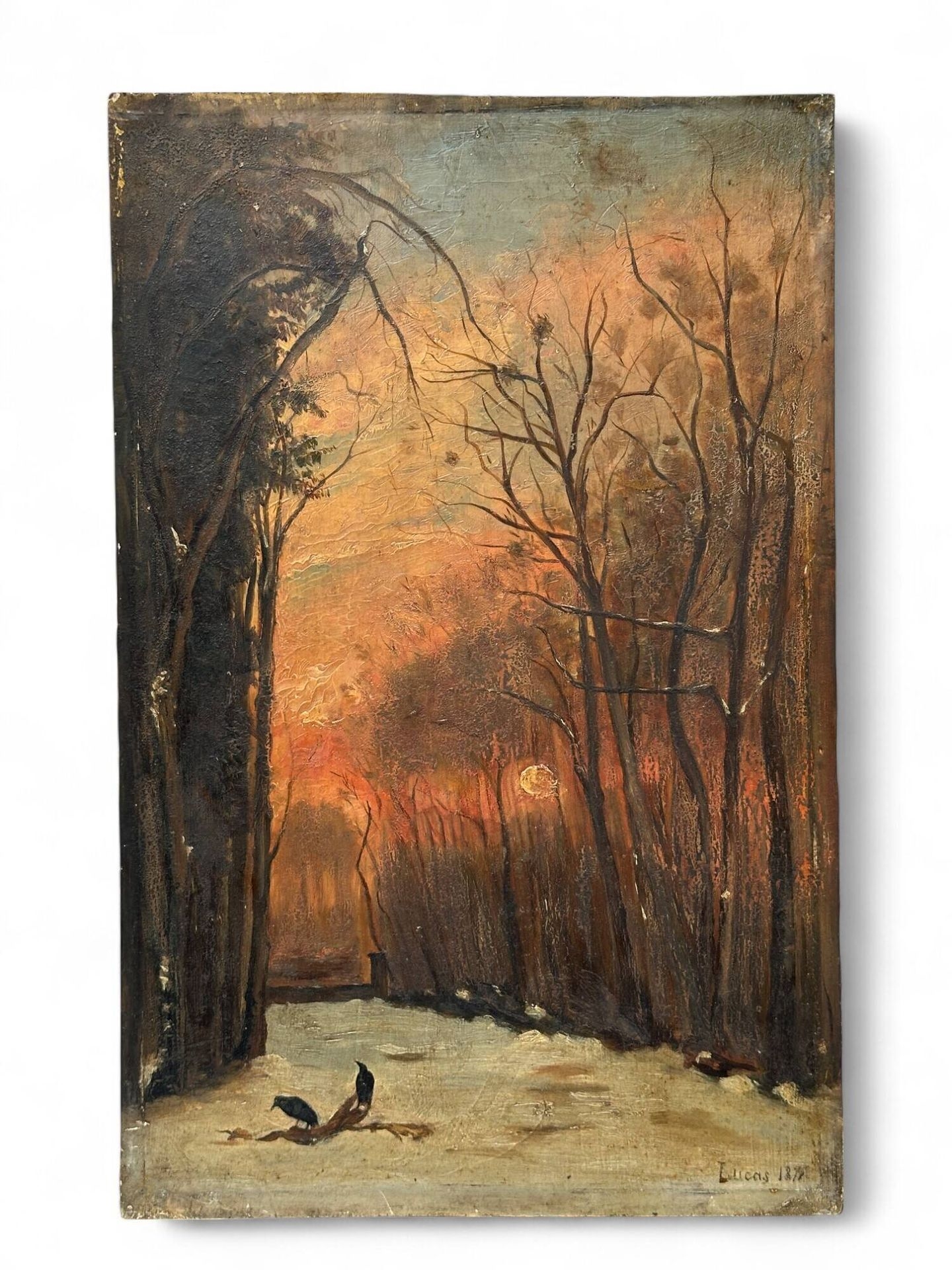French School, 19th Century | Winter twilight in the woods (1875 ...