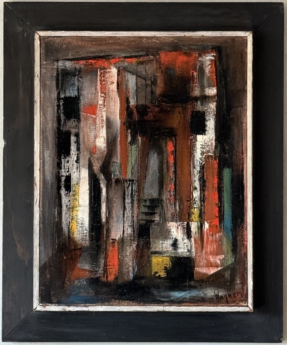 Gordon Wagner | ANTIQUE MODERN ABSTRACT OIL PAINTING OLD CUBIST CUBISM ...