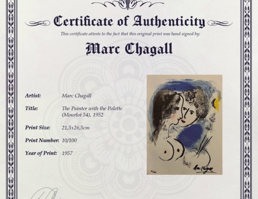 Marc Chagall | The Painter with the Palette (Mourlot 54), 1952 (1957 ...