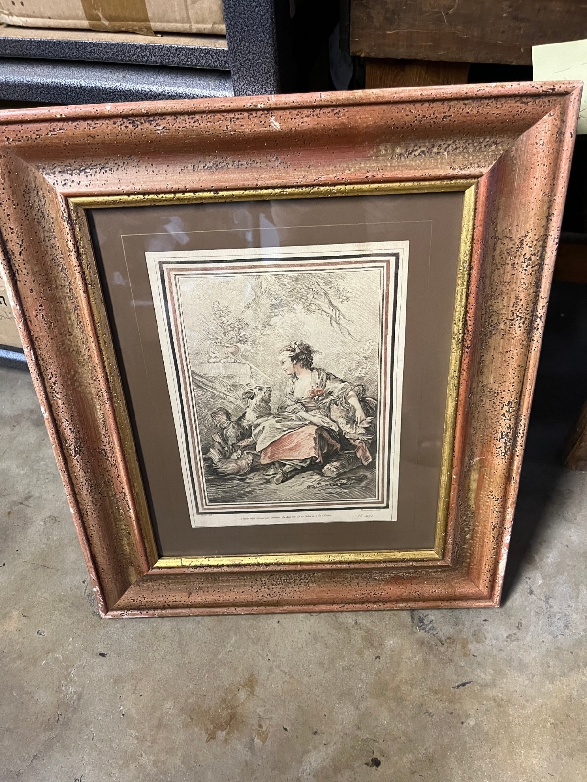 Gilles Demarteau | The Farmer (Girl with a Dog) Crayon Manner Print ...