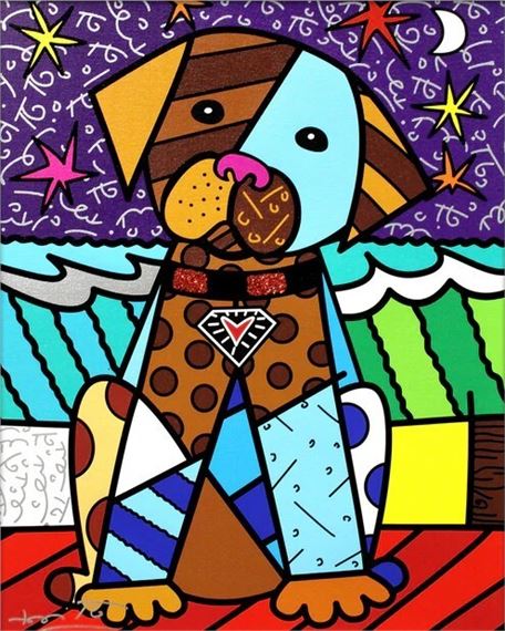 Romero Britto | MIDNIGHT DOG (2000) | MutualArt