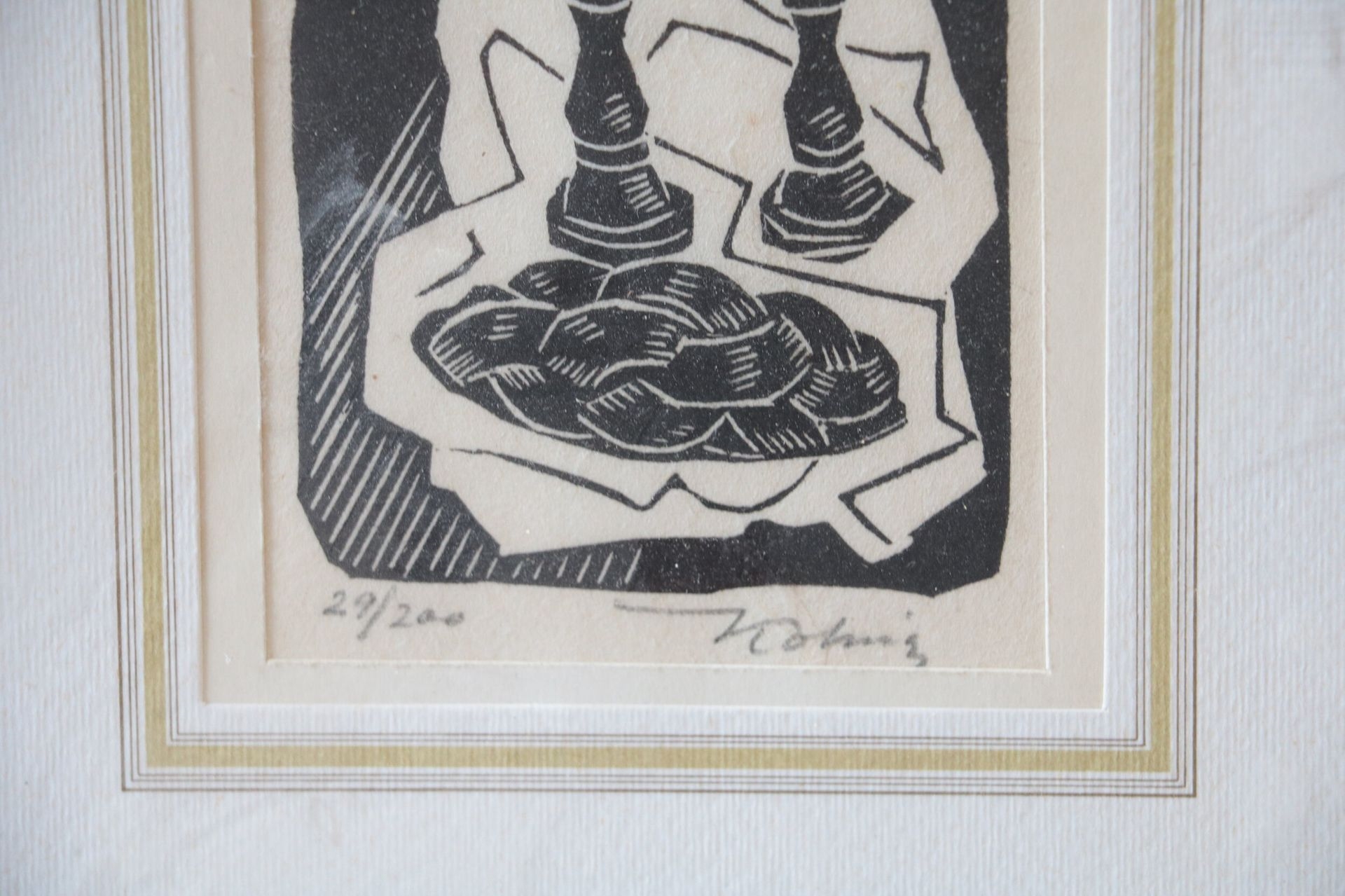 Arthur Kolnik | Four linocuts The dove of peace, Woman with fruit tray ...
