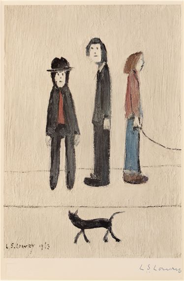 Laurence Stephen Lowry | Three Men and a Cat | MutualArt