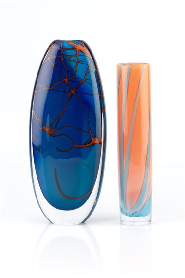 Bruce Marks | Tall stoneform vase, Coral Net design studio glass vase ...