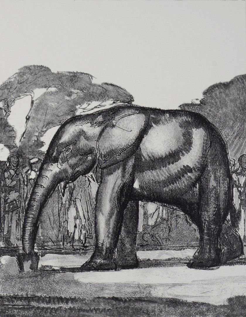 Paul Jouve | Elephant and men (1934) | MutualArt