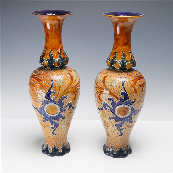 Frank Butler | Pair of Doulton Lambeth by Frank Butler Stoneware Vases ...