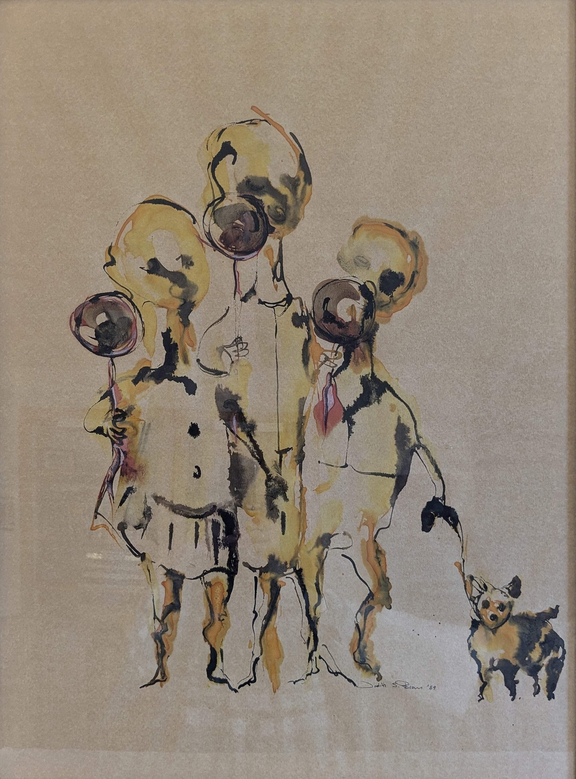 Judith Brown | Three Children with Balloons (1959) | MutualArt
