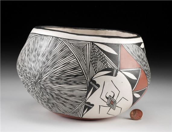Ortiz | Acoma Pottery Bowl w/ Insect Motif | MutualArt