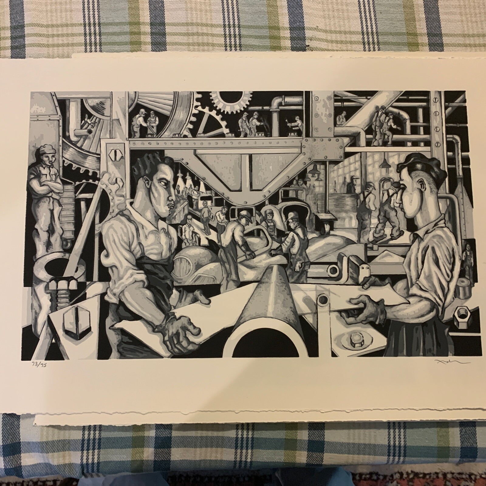 Adnan Charara | 9 Color Silkscreen Trade Workers Hand Drawn Rare ...