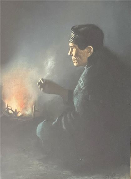 Joseph Roy Willis | Native Man By Fire | MutualArt