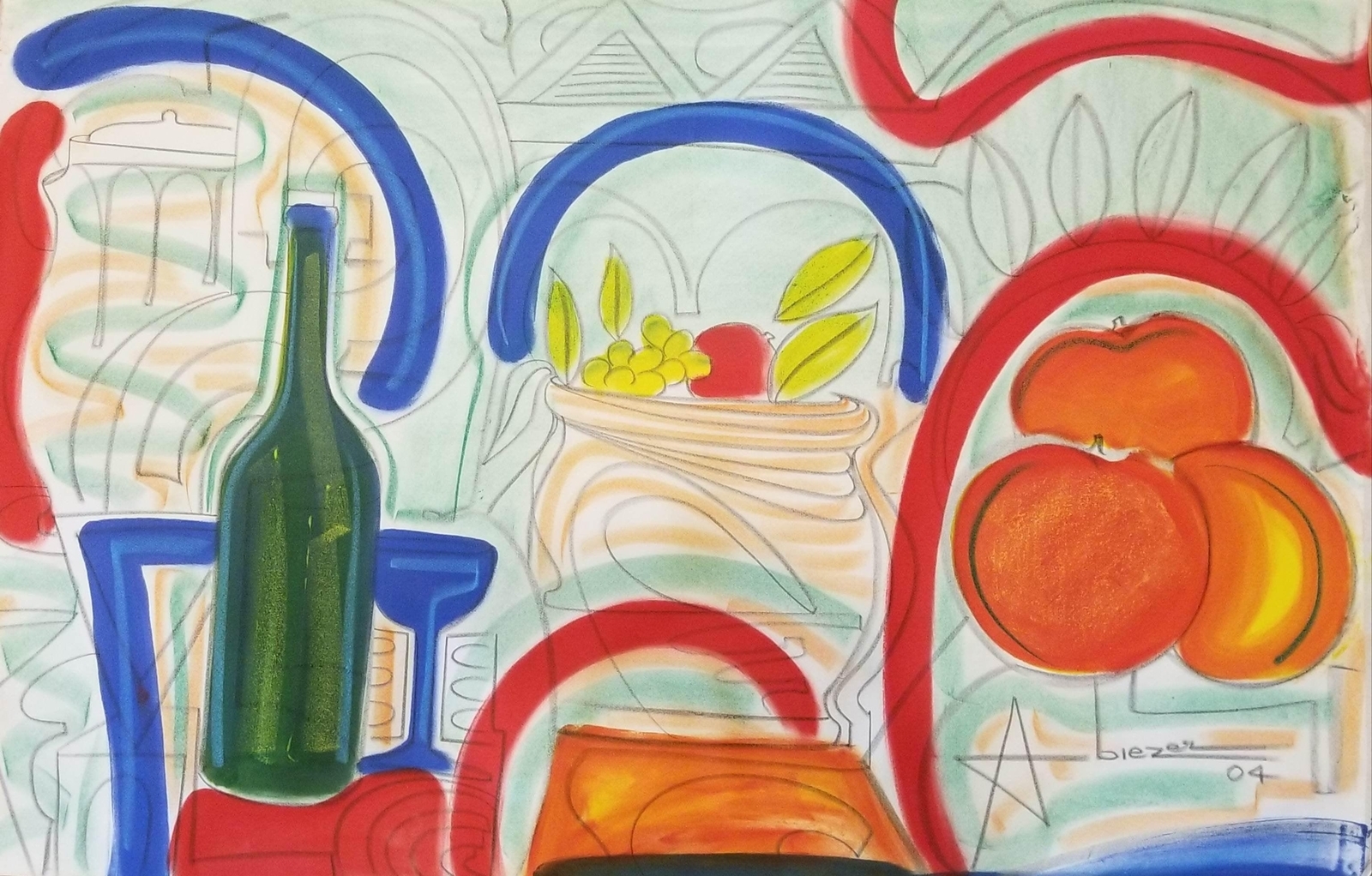 Abiezer Agudelo | Still Life with Wine and Fruit (2004) | MutualArt