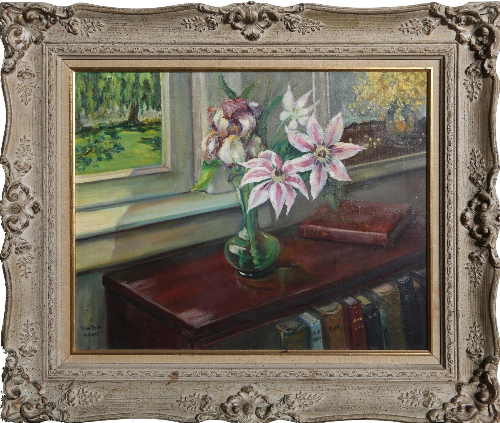 Amanda Venelia van der Voort | Still Life of Flowers on Bookshelf (2020 ...
