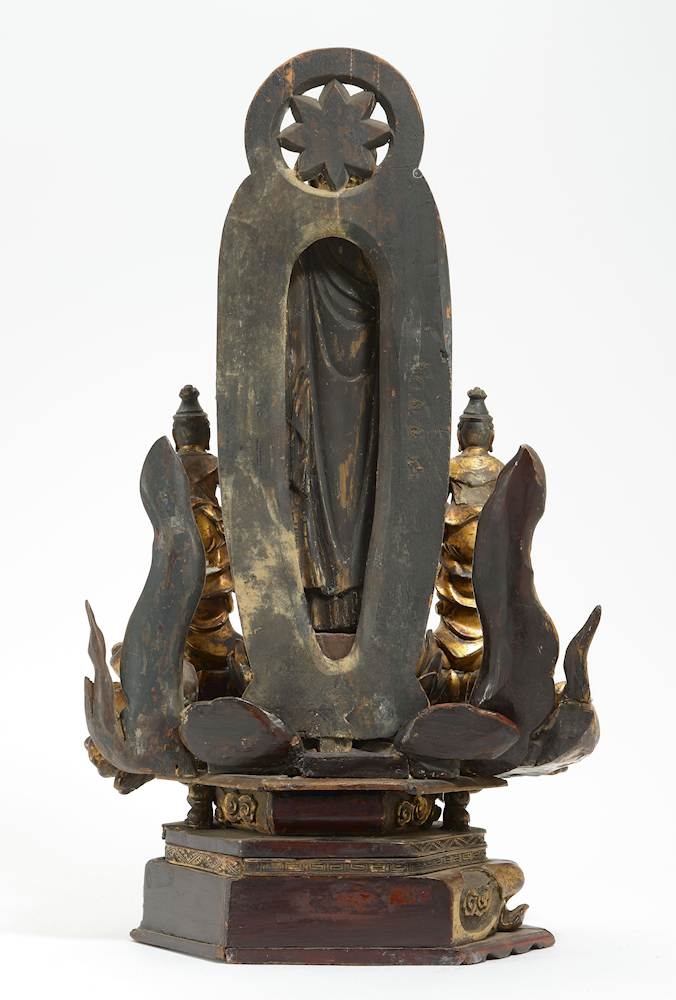 Japanese School, 19th Century | A GOLD LACQUERED WOOD AMIDA SANZON ...