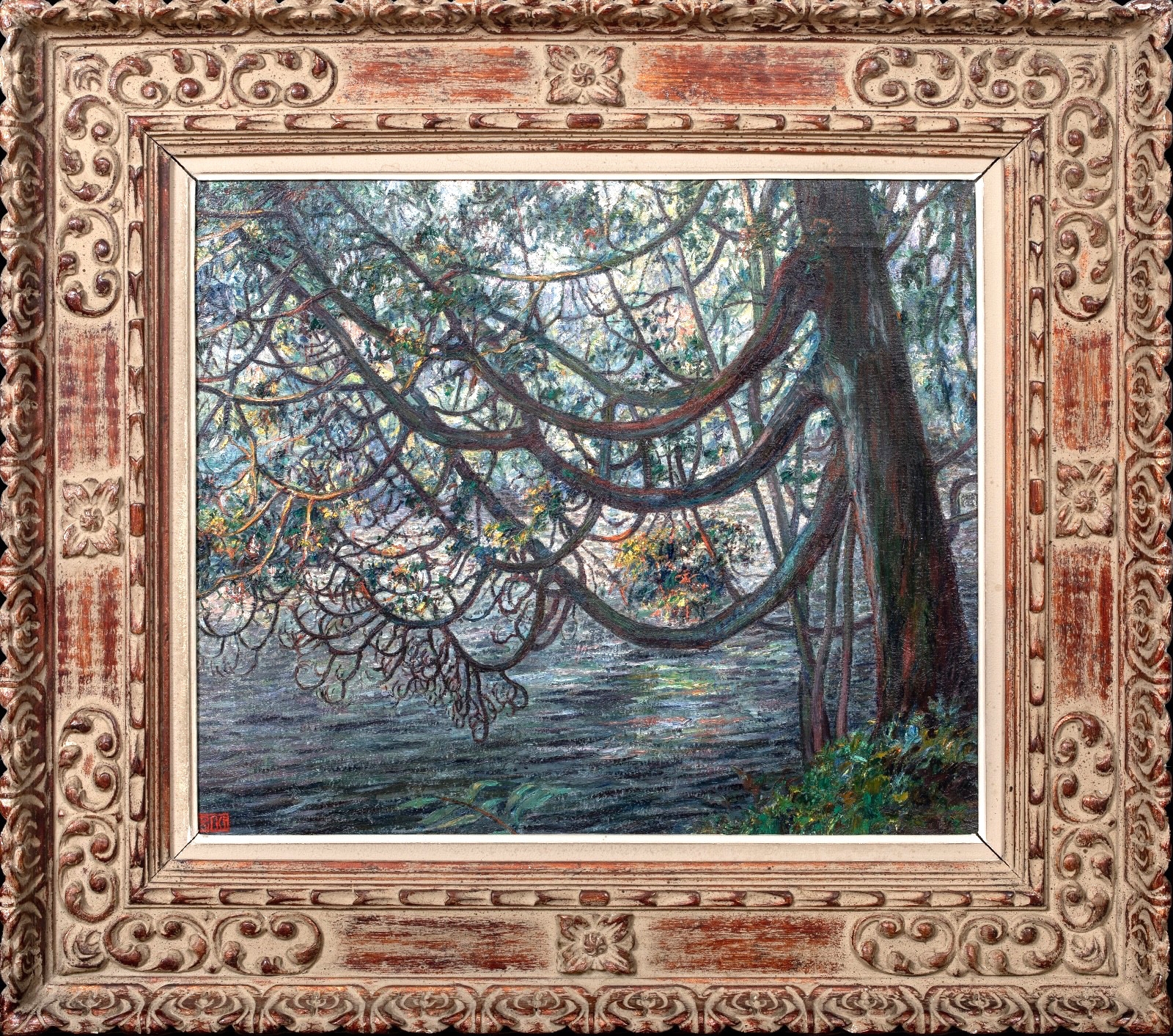 Francois Pycke | Large 1920 Post Impressionist Tree By The River Geneva ...