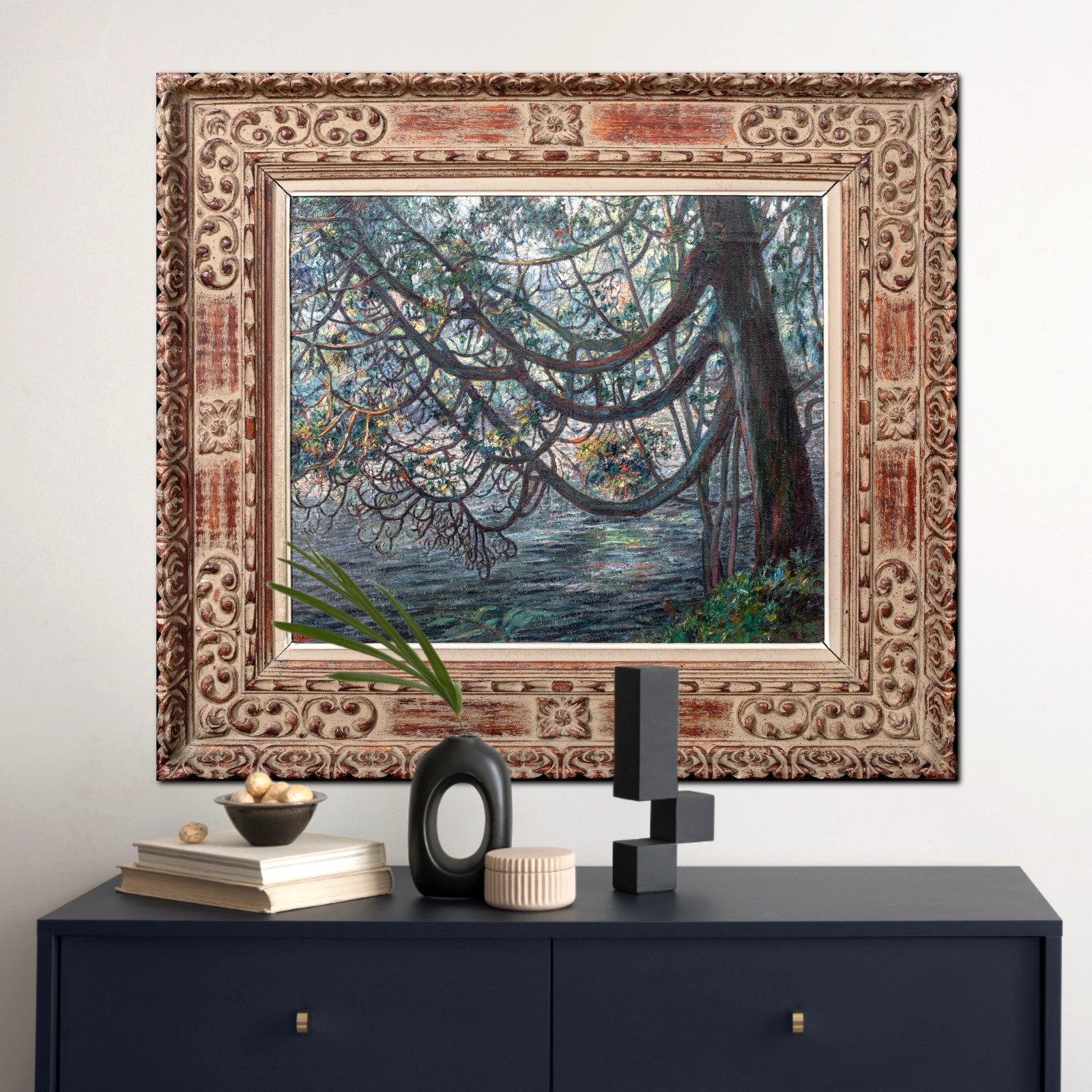 Francois Pycke | Large 1920 Post Impressionist Tree By The River Geneva ...
