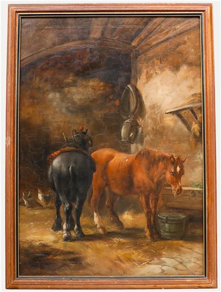 John Joseph Barker | Framed Oil, Draft Horses Watering (2016 - 2025 ...