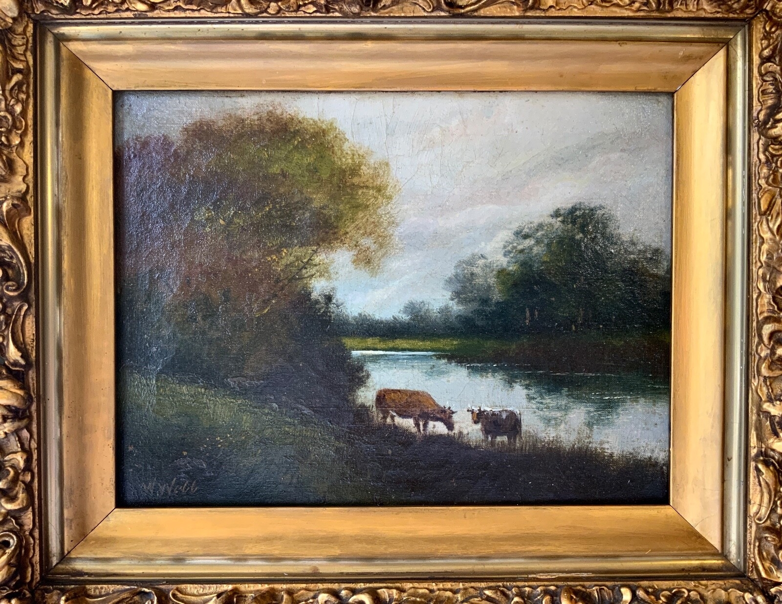 William Webb | Cows by Lake (19th Century) | MutualArt