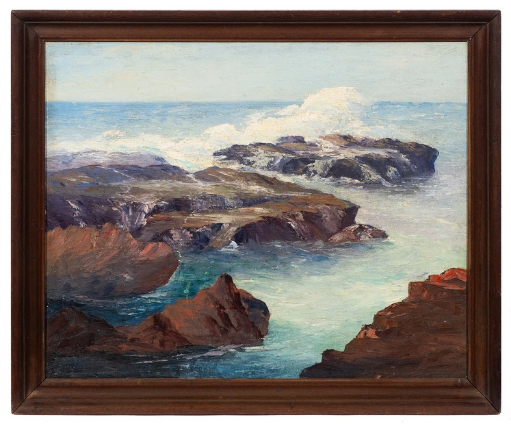 Harry Leith-Ross | Rocky Seascape Original Oil Painting (Circa 1950s ...