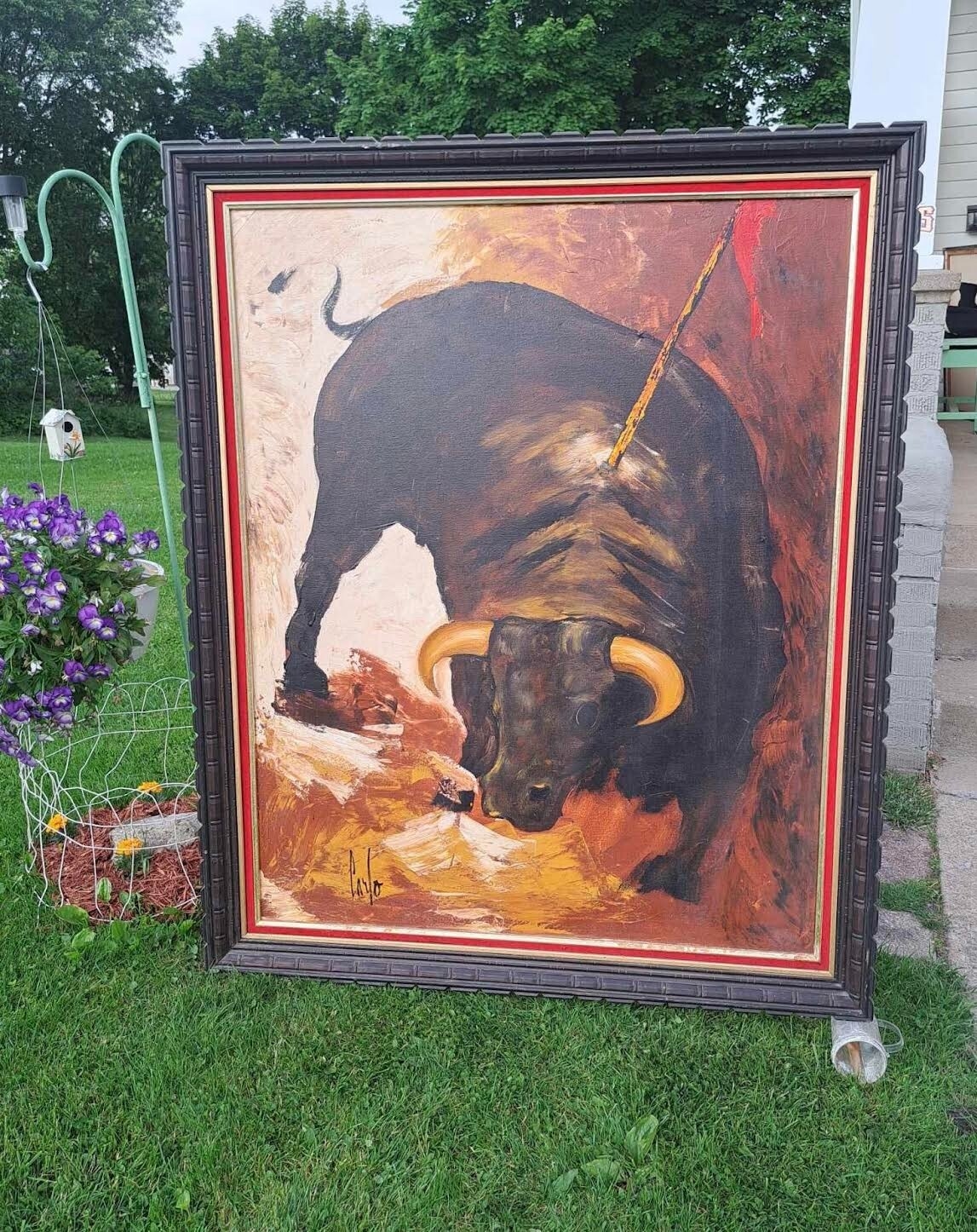 Carlo of Hollywood | Mortally Wounded Bull Oil Painting (1960 - 1969 ...