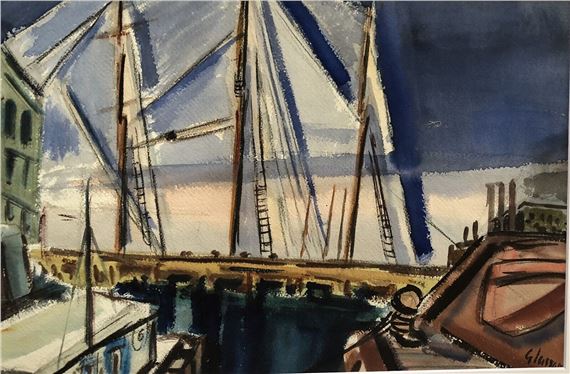 Harry Glassgold | CAPE COD SAILS/DOCKS (1908) | MutualArt