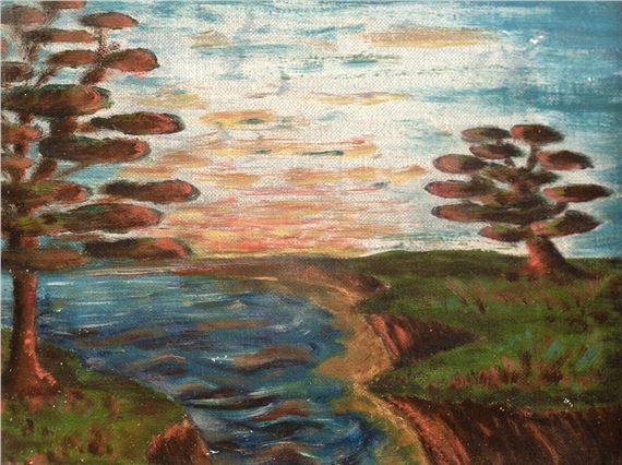 Edvard Munch | Sunset River Landscape (Early 20th Century) | MutualArt