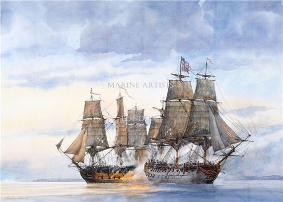 Geoffrey Huband | The Engagement between HMS Serapis and the Bonhomme ...
