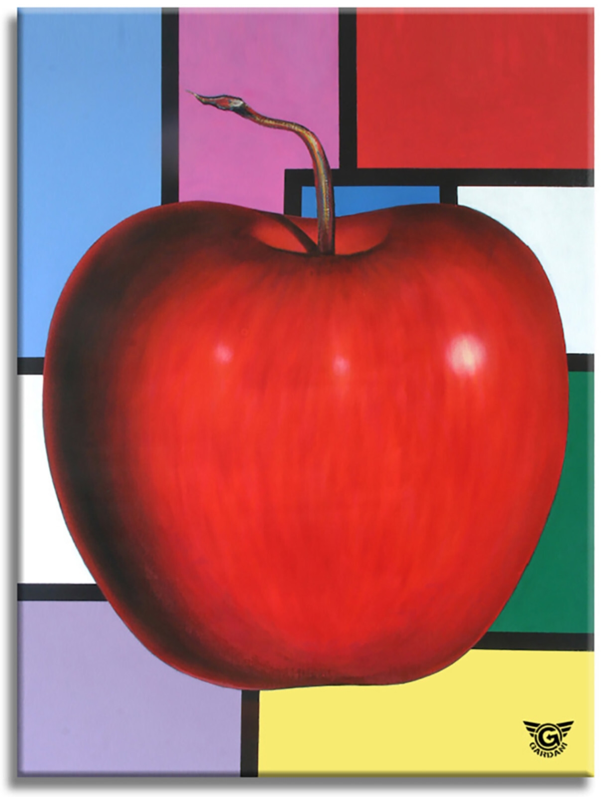 Gardani | Modrian Apple – Original Painting on Canvas, Pop Art, Still ...